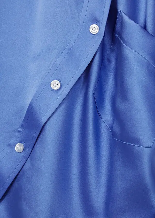 Alexander Wang Blue Off-the-shoulder Silk Shirt