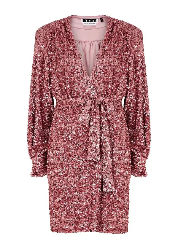 Remain Birger Christensen Samantha Sequin Wrap Dress - Pink | Editorialist