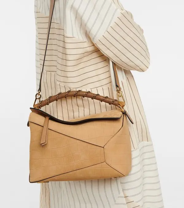 Loewe Puzzle Croc-effect Leather Shoulder Bag