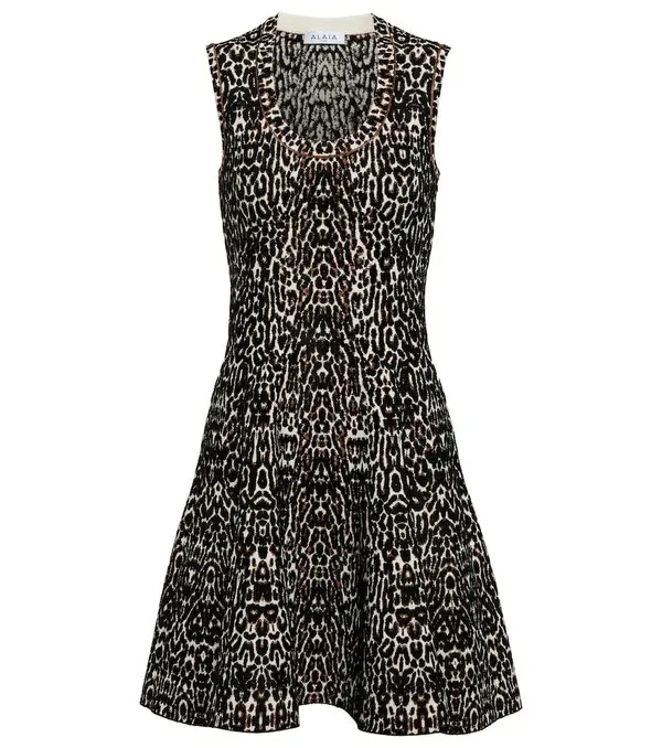 Alaïa Leopard-print Jacquard Minidress - Multicoloured