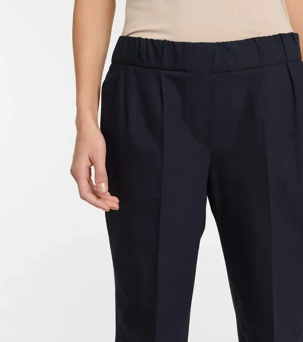 Brunello Cucinelli Cotton-blend Tapered Trousers - Blue