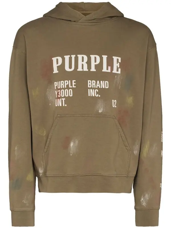 PURPLE BRAND Logo-print Long-sleeve Hoodie - Green