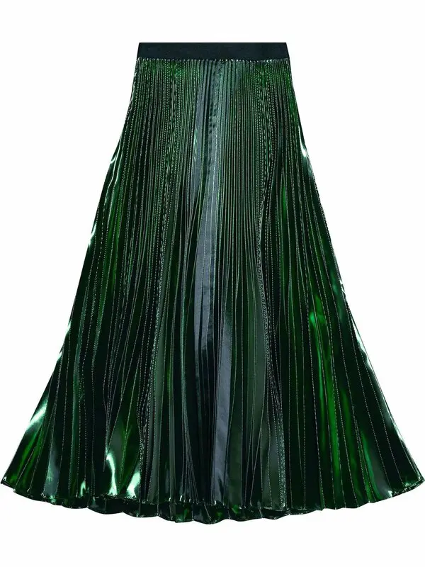 CHRISTOPHER KANE Pleated Lamé-effect Skirt