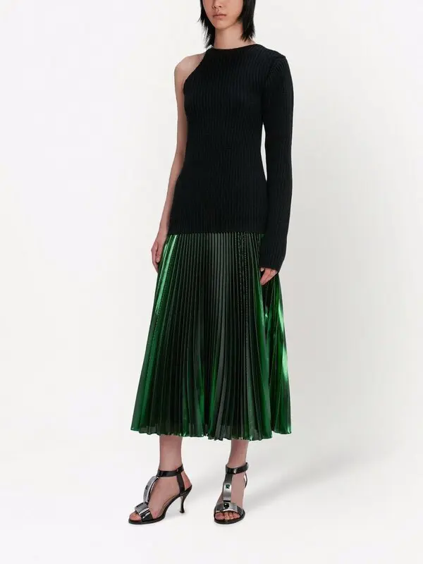 CHRISTOPHER KANE Pleated Lamé-effect Skirt