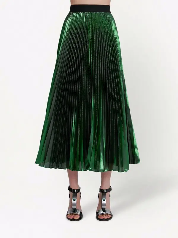 CHRISTOPHER KANE Pleated Lamé-effect Skirt