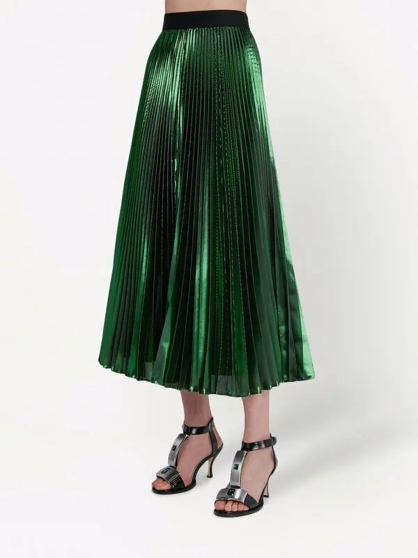 CHRISTOPHER KANE Pleated Lamé-effect Skirt