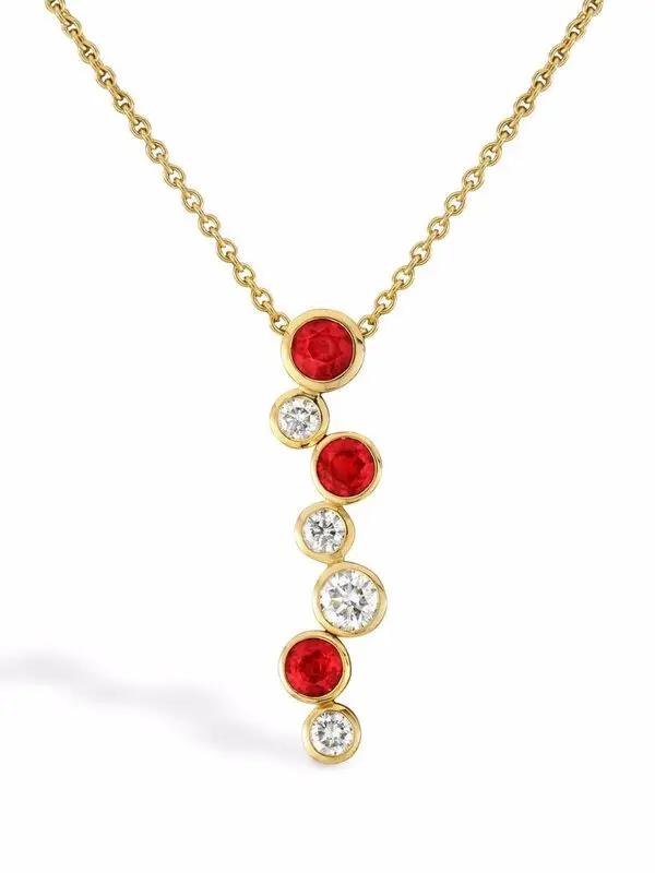 PRAGNELL 18kt Rose Gold Ruby And Diamond Drop Pendant Necklace - Pink