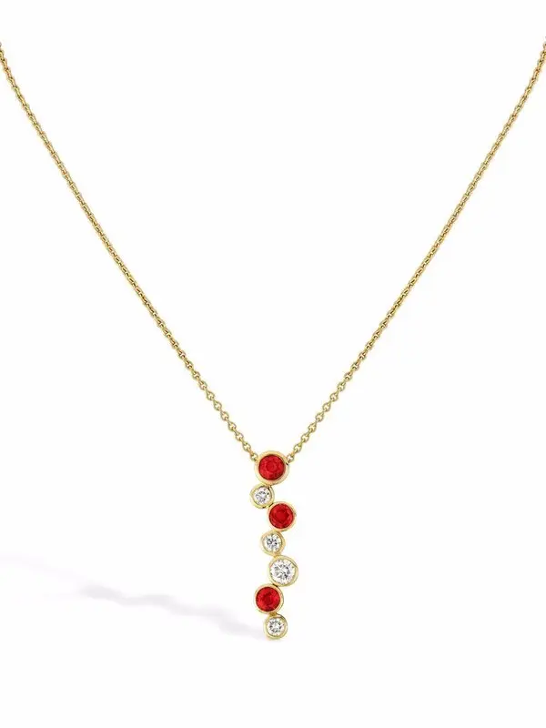PRAGNELL 18kt Rose Gold Ruby And Diamond Drop Pendant Necklace