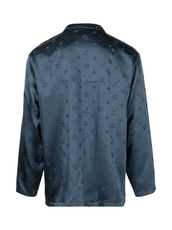 FLEUR DU MAL Jacquard Silk Pyjama Top - Blue