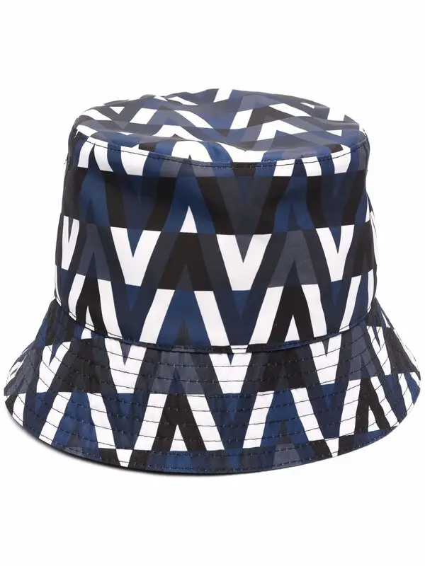Valentino Garavani Reversible Optical Bucket Hat In Blue  display picture 2