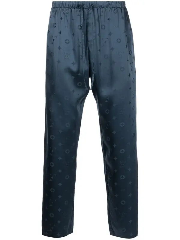 Fleur Du Mal Jacquard Silk Pyjama Bottoms - Blue
