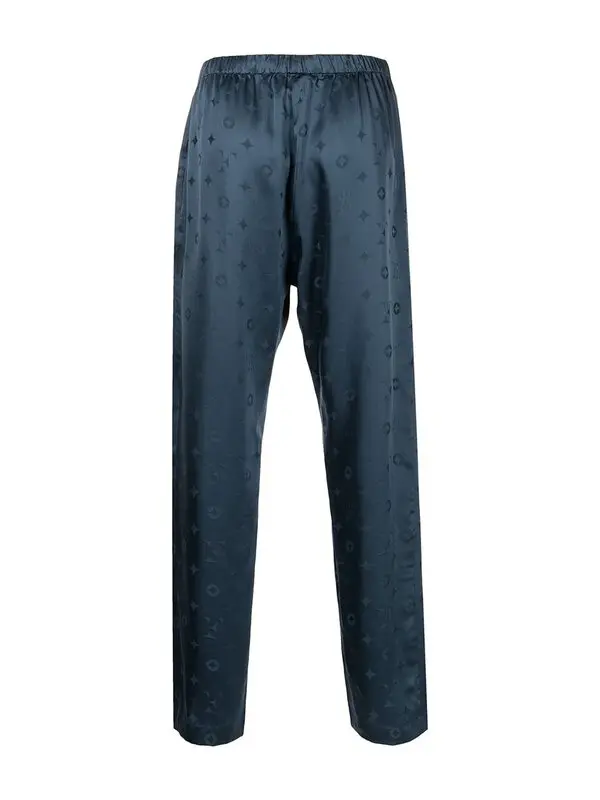 FLEUR DU MAL Jacquard Silk Pyjama Bottoms - Blue