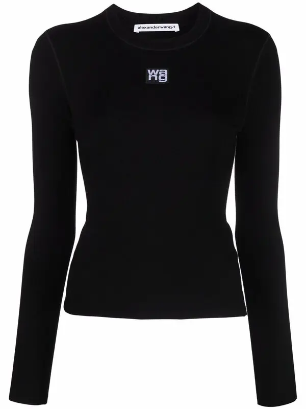 Alexander Wang Logo-Patch Long-Sleeved T-Shirt - Black | Editorialist