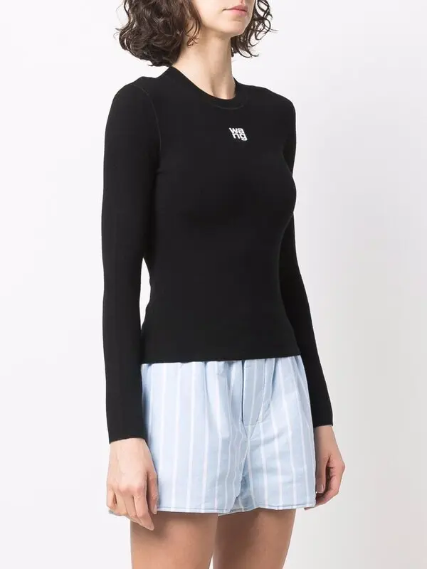 Alexander Wang Logo-Patch Long-Sleeved T-Shirt - Black | Editorialist