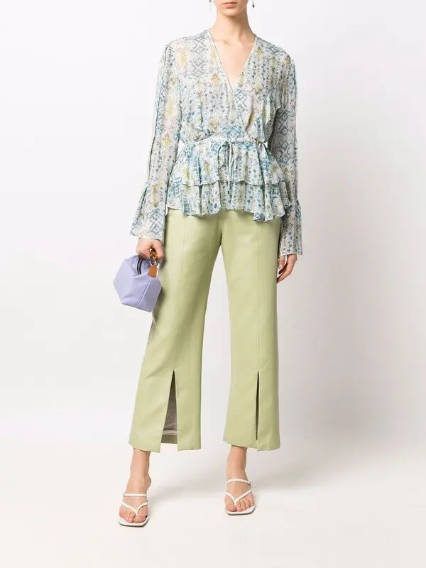 Patrizia Pepe Abstract-print Ruffled Blouse