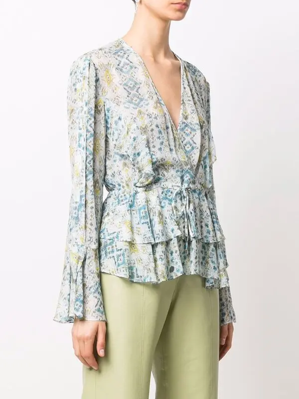 Patrizia Pepe Abstract-print Ruffled Blouse
