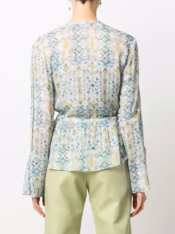 Patrizia Pepe Abstract-print Ruffled Blouse