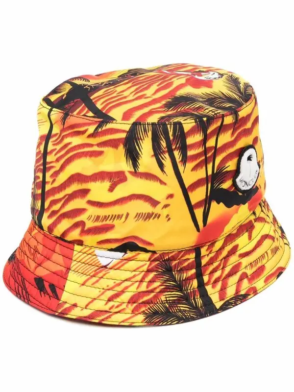 Palm Angels X Moncler Tropical-print Bucket Hat - Yellow