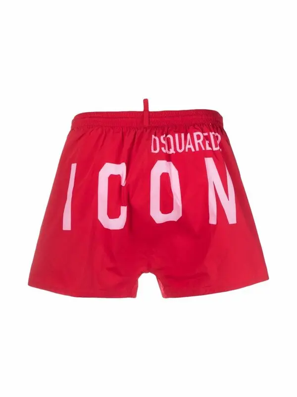 Dsquared2 Icon-print Drawstring Swim Shorts - Red