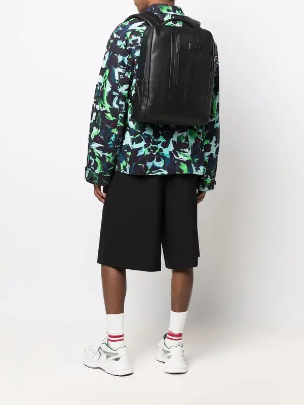 PIQUADRO Leather Backpack - Black