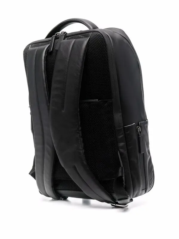 PIQUADRO Leather Backpack - Black
