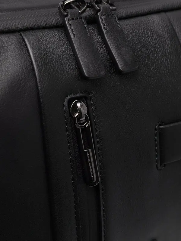PIQUADRO Leather Backpack - Black