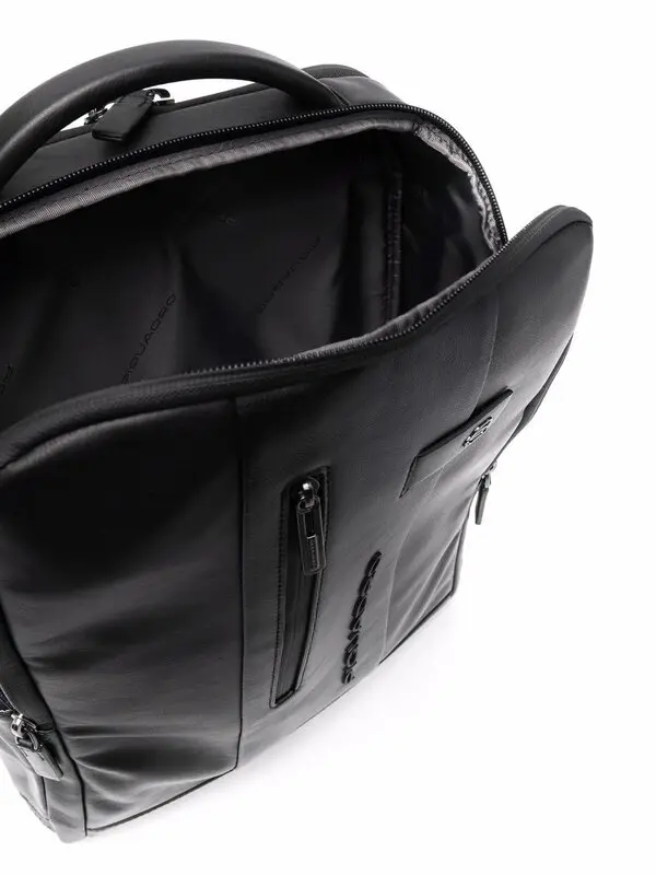 PIQUADRO Leather Backpack - Black