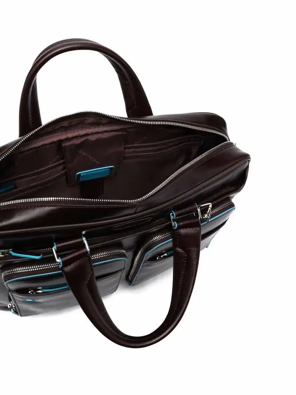 PIQUADRO Contrast-stitching Leather Briefcase