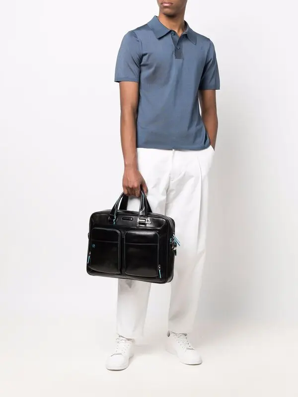 PIQUADRO Contrast-stitching Leather Work Bag