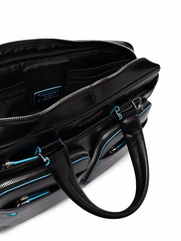 PIQUADRO Contrast-stitching Leather Work Bag
