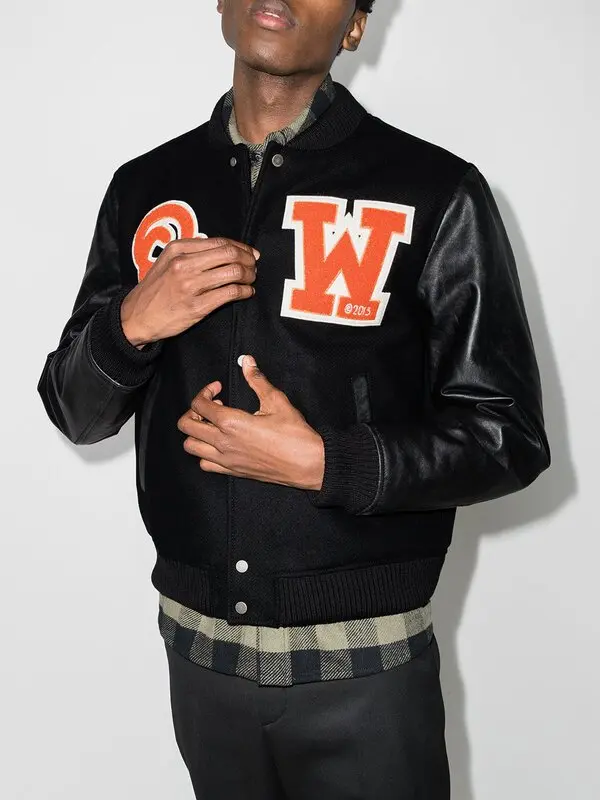 Off-White Logo-patch Varsity Jacket - Black