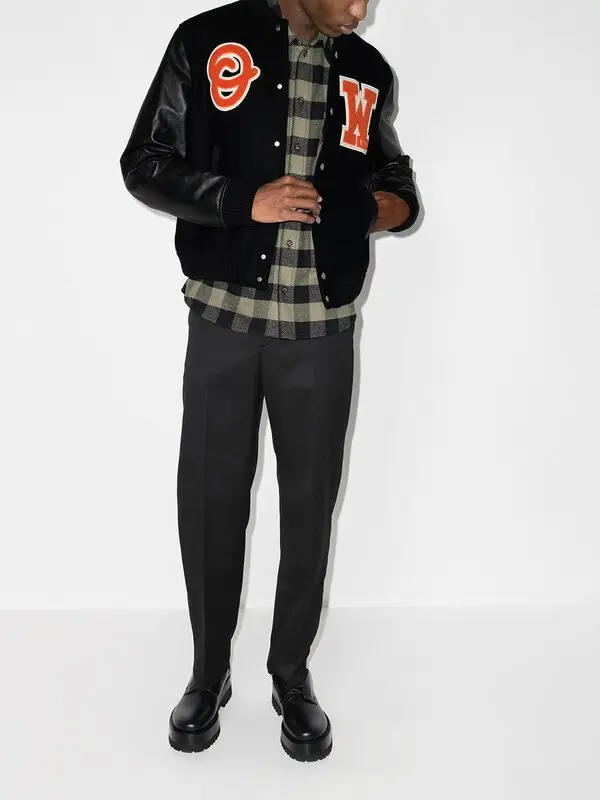 Off-White Logo-patch Varsity Jacket - Black