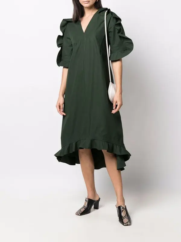 JIL SANDER Ruffled Oversized Midi Dress