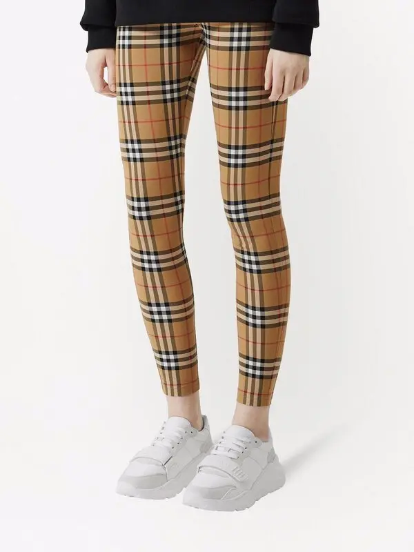 Burberry Check Stretch Jersey Leggings - Brown