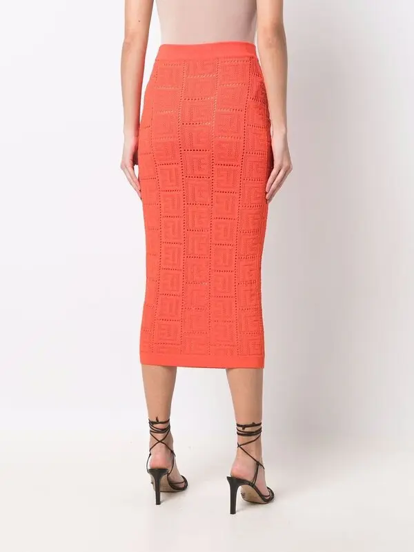 Balmain Perforated Monogram Skirt