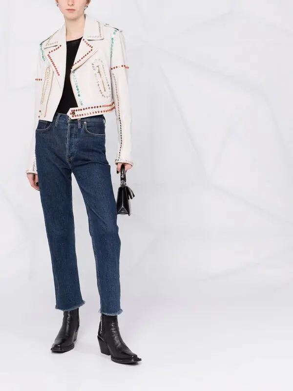 Philipp Plein Crystal-trim Studded Biker Jacket