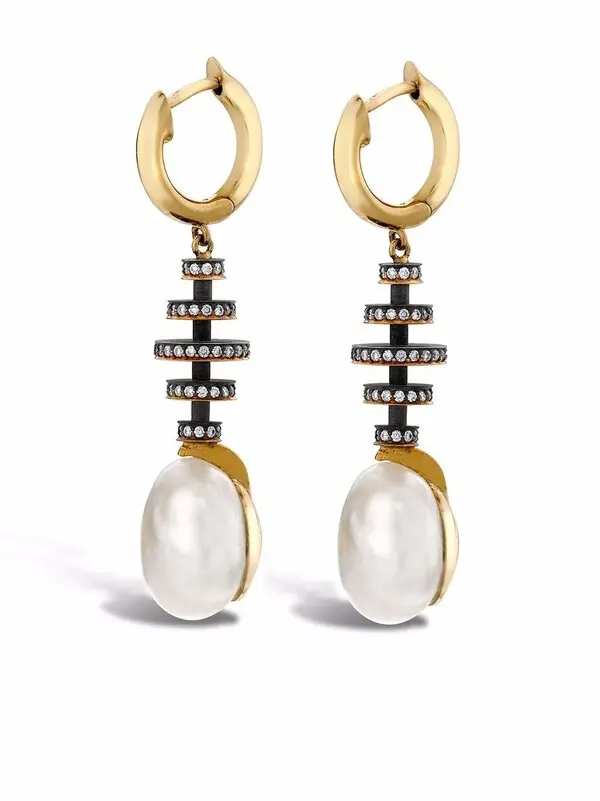 PRAGNELL 18kt Rose Gold Pearl And Diamond Drop Earrings