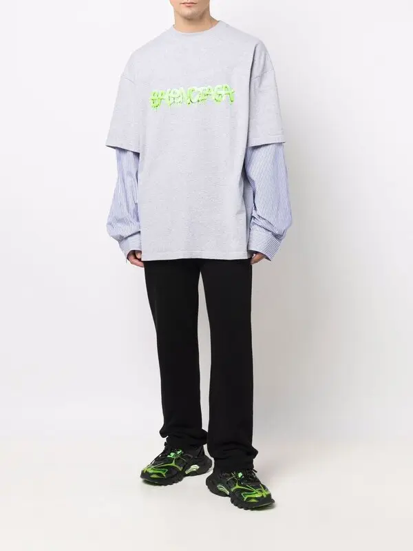 Balenciaga Slime Layered-Sleeves T-Shirt - Grey | Editorialist