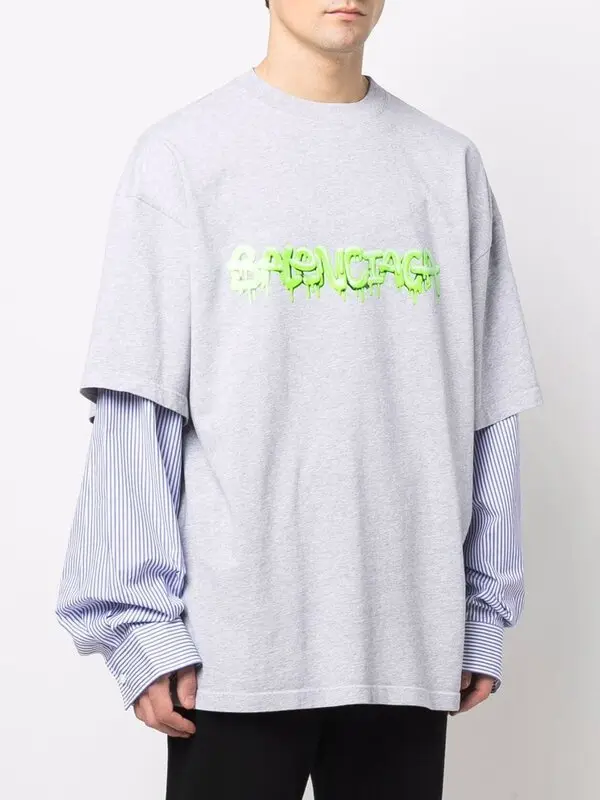 Balenciaga Slime Layered-Sleeves T-Shirt - Grey | Editorialist