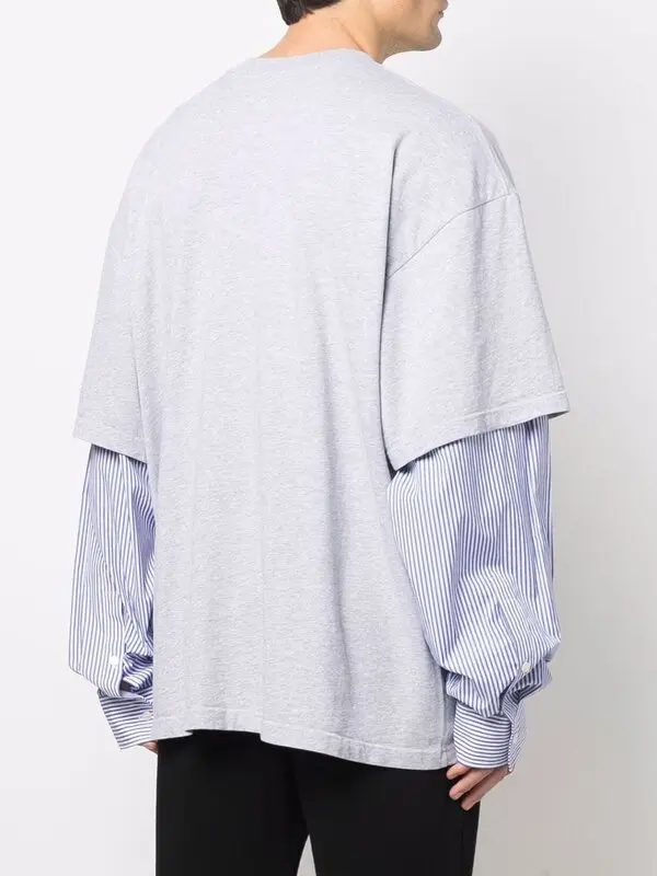 BALENCIAGA スライムロゴ 長袖Tシャツ Balenciaga Slime Layered-Sleeves T-Shirt - Grey | Editorialist