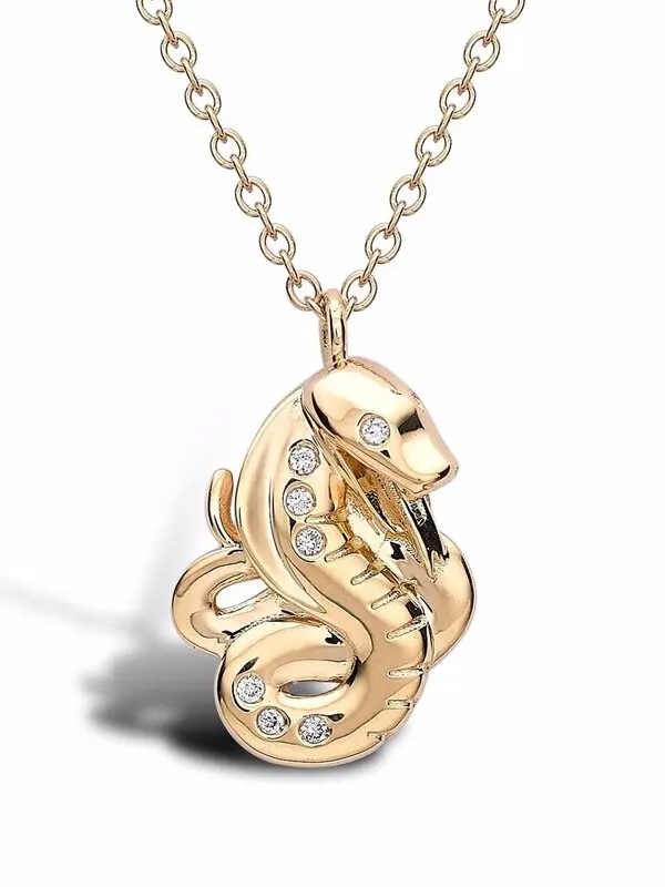 PRAGNELL 18kt Yellow Diamond Snake Pendant Necklace - Gold