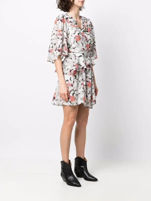 IRO PARIS Carlina" Ruffled Abstract Print Dress
