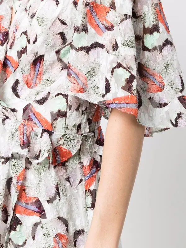 IRO PARIS Carlina" Ruffled Abstract Print Dress