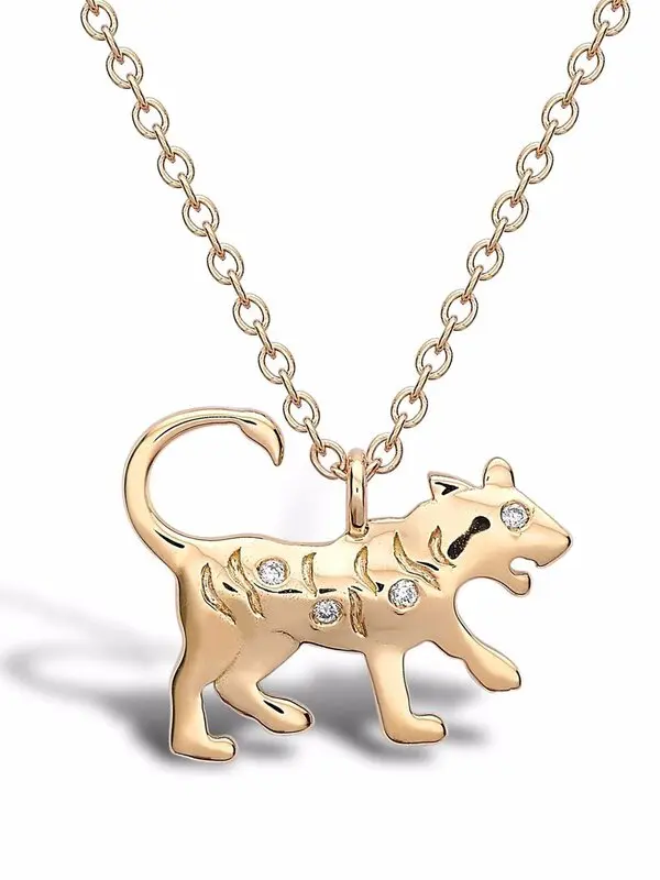PRAGNELL 18kt Yellow Diamond Tiger Pendant Necklace - Gold