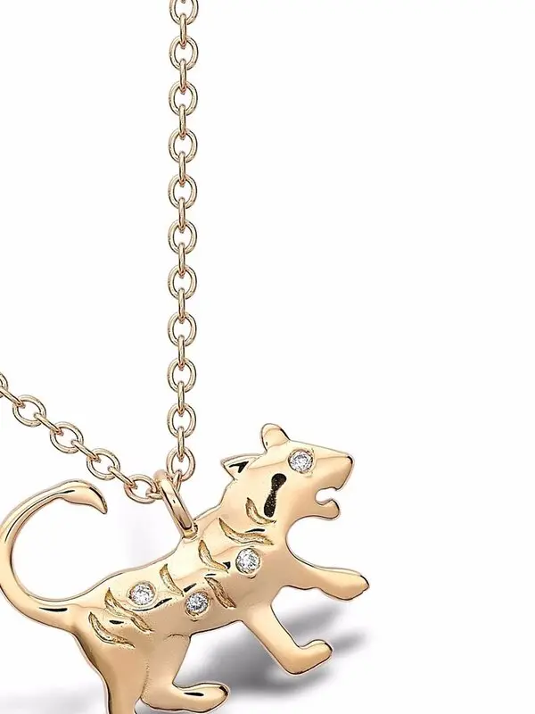 PRAGNELL 18kt Yellow Diamond Tiger Pendant Necklace