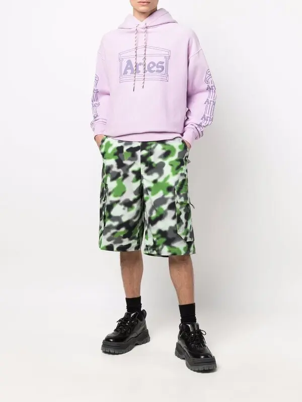 Kenzo Cargo Shorts With Camouflage Print