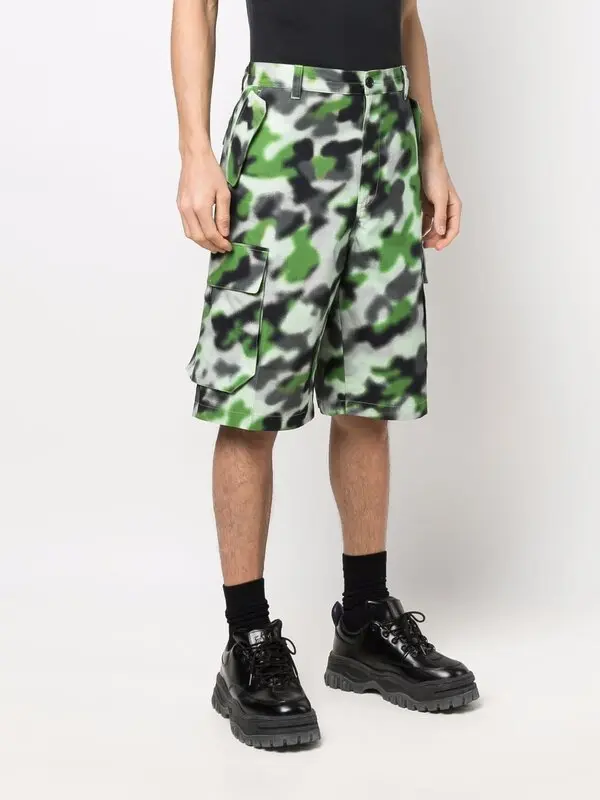 Kenzo Cargo Shorts With Camouflage Print