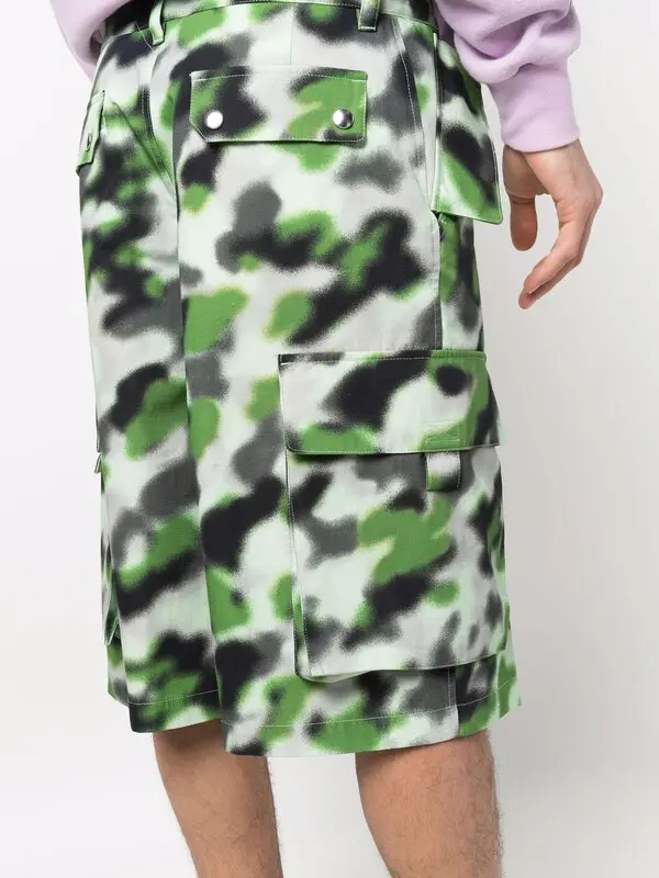 Kenzo Cargo Shorts With Camouflage Print