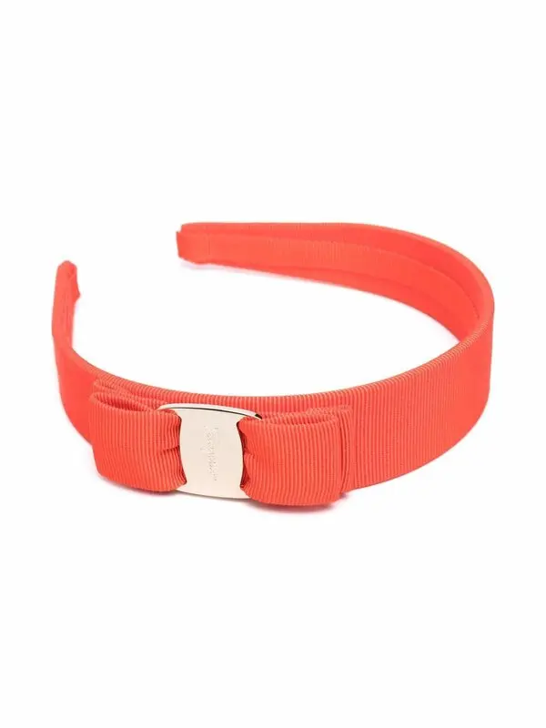 FERRAGAMO Vara Bow Grosgrain Headband in Vibrant Orange – With Original Box Ferragamo Vara Bow-Detail Headband In Orange - 1% Off  main image 2