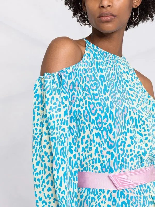 Stella McCartney Leopard-print Midi Dress - Blue
